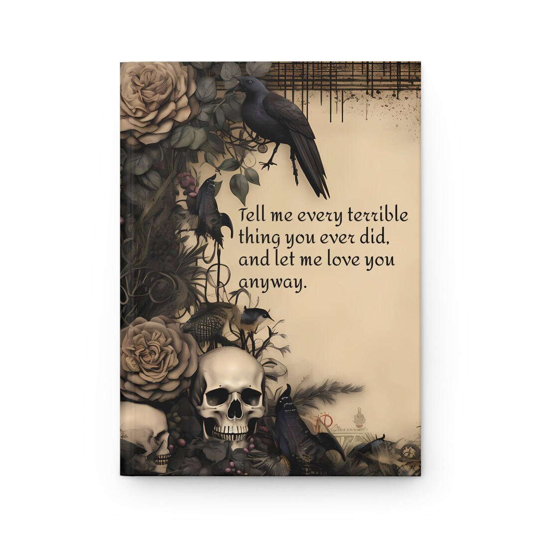Gothic Hardcover Lined Writing Journal With Skulls and Flowers ...