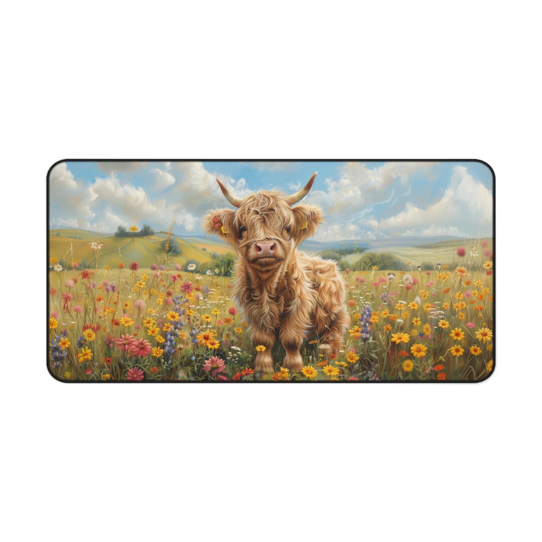 Baby Highland Cow Desk Mat Cute Office Decor Farm Animal Desk Accessory ...