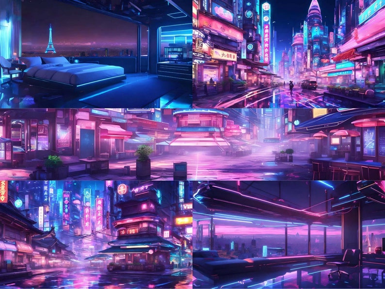 10 NEON 4K Vtuber Backgrounds Stream Background Virtual - Etsy