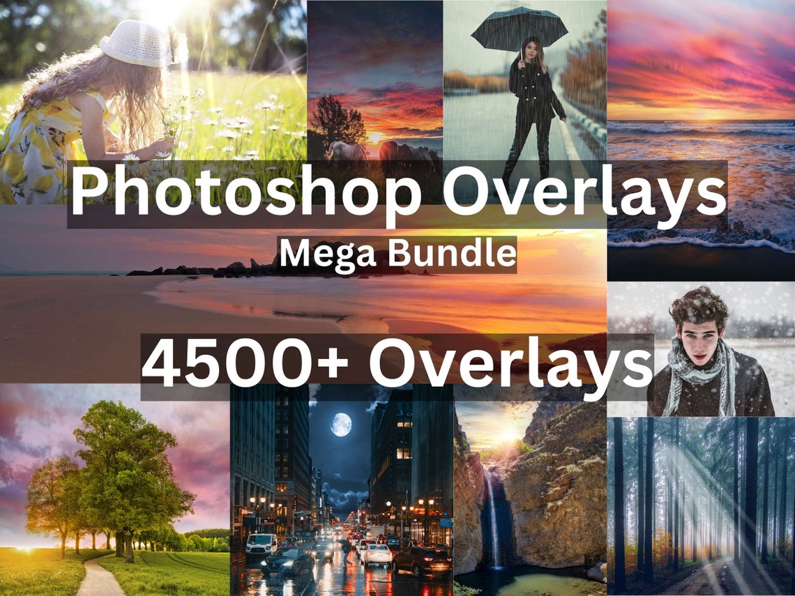 4500 Photoshop Overlays Bundle, Digital Graphics Pack, Creative Photo ...
