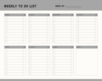 Weekly to Do List Printable Downloadable Weekly Schedule - Etsy