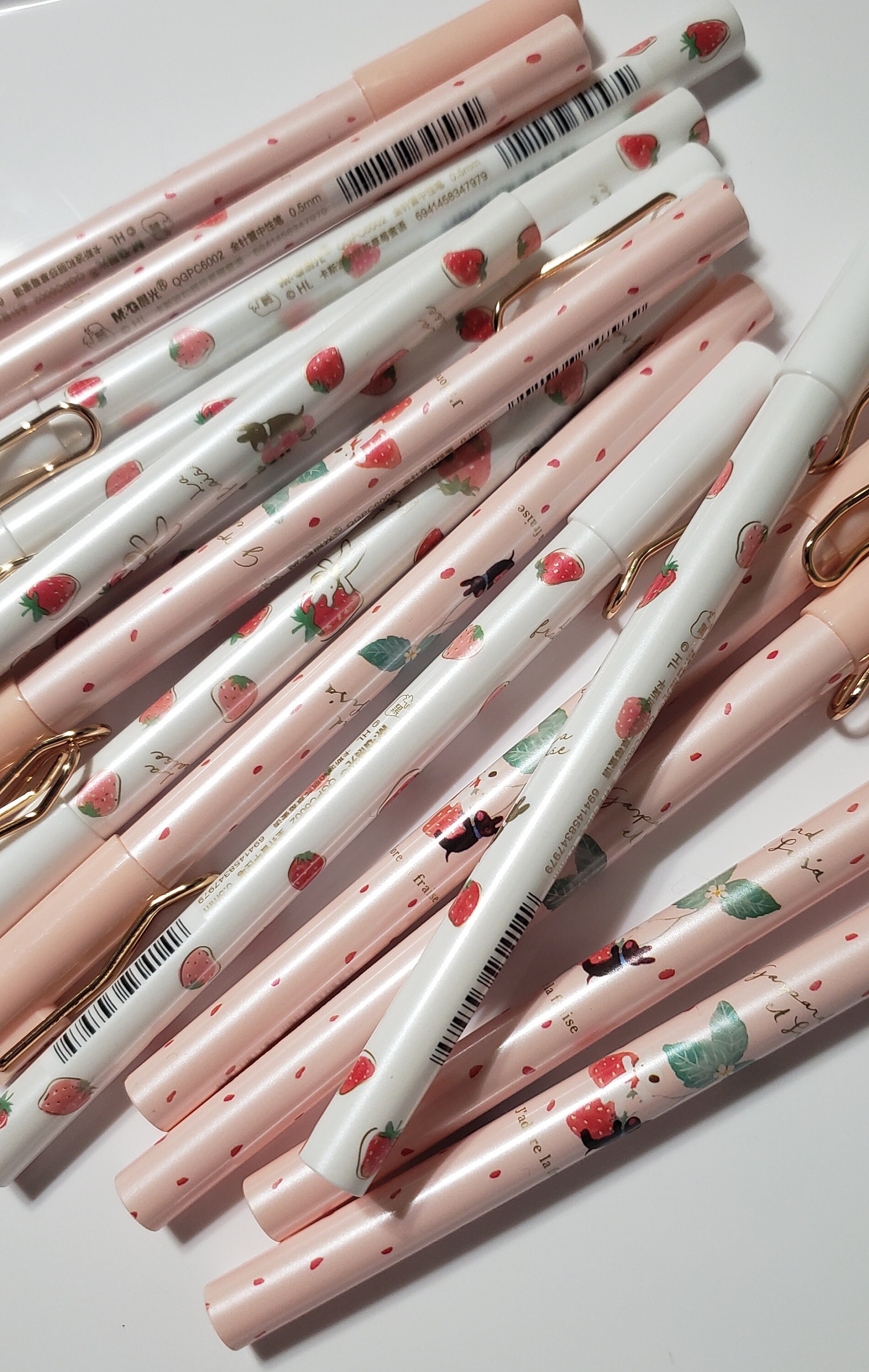 Strawberry Gold Clip Pen - Etsy