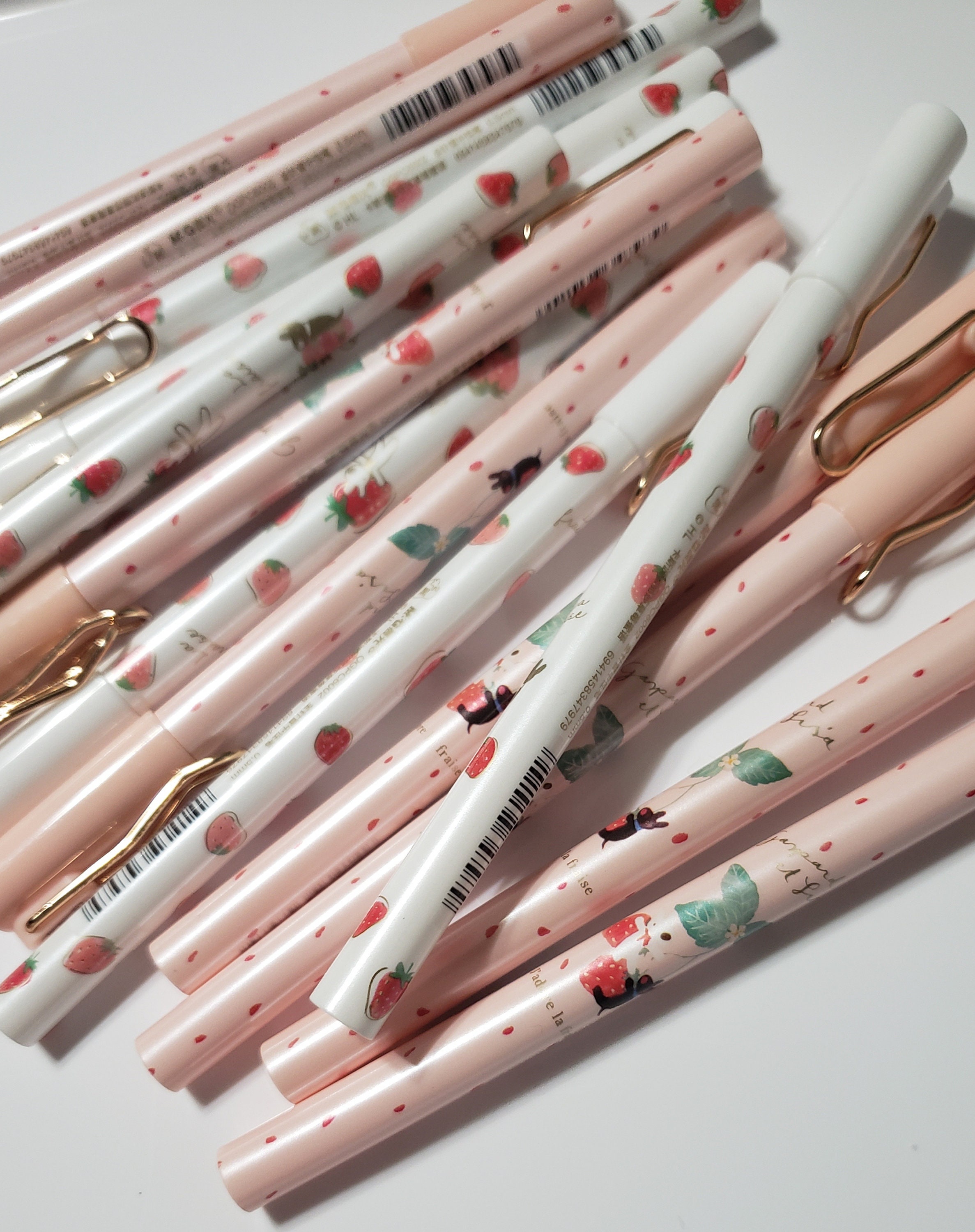 Strawberry Gold Clip Pen - Etsy