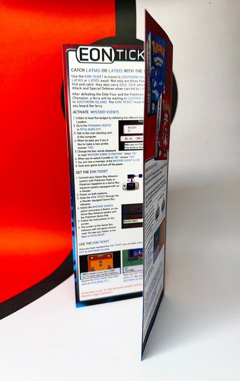Eon Ticket - Pokemon Ruby & Sapphire E-reader Custom Card - Etsy