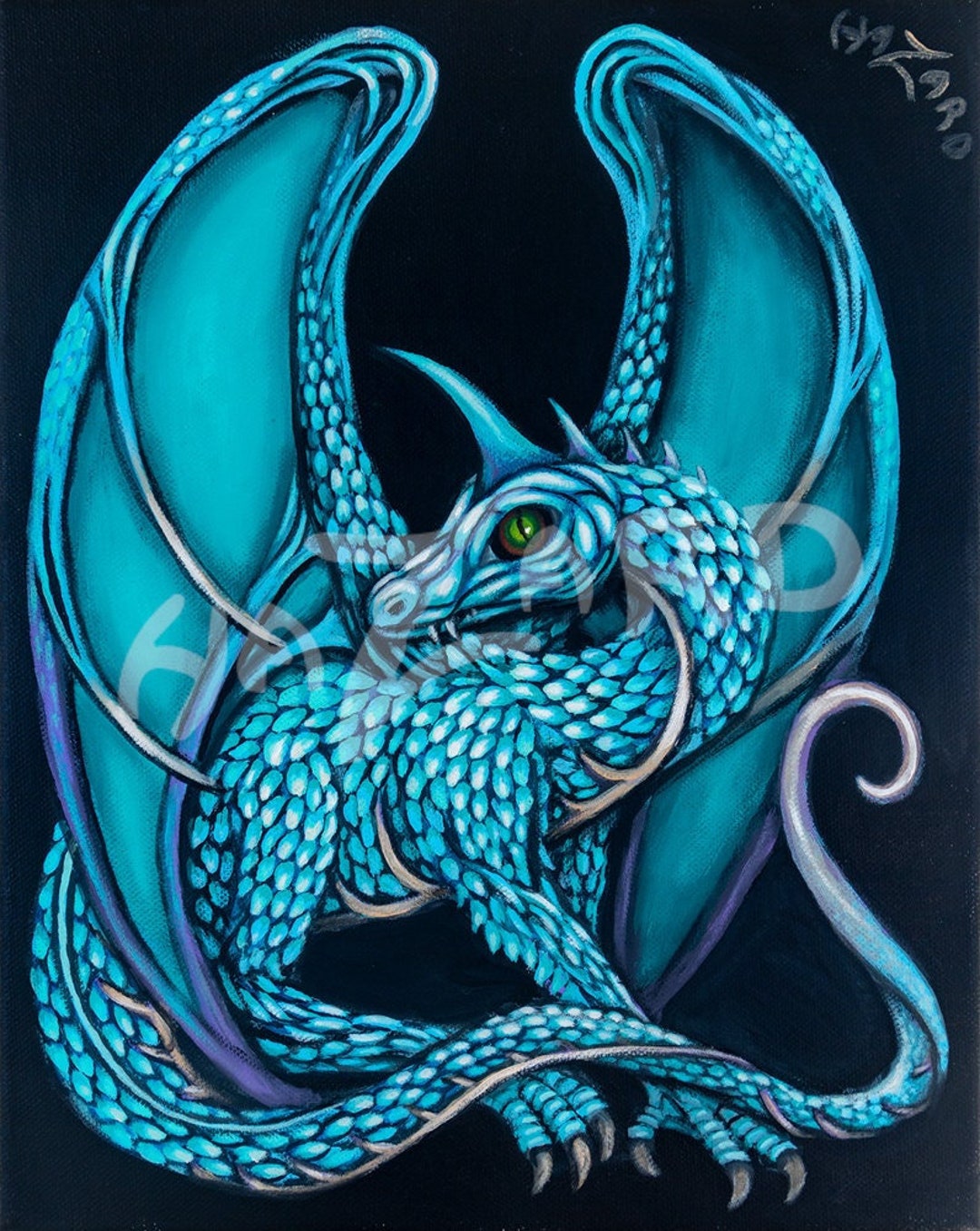 Blue Dragon Wall Art, Whimsical Wall Art, Dragon Prints, Dragon ...