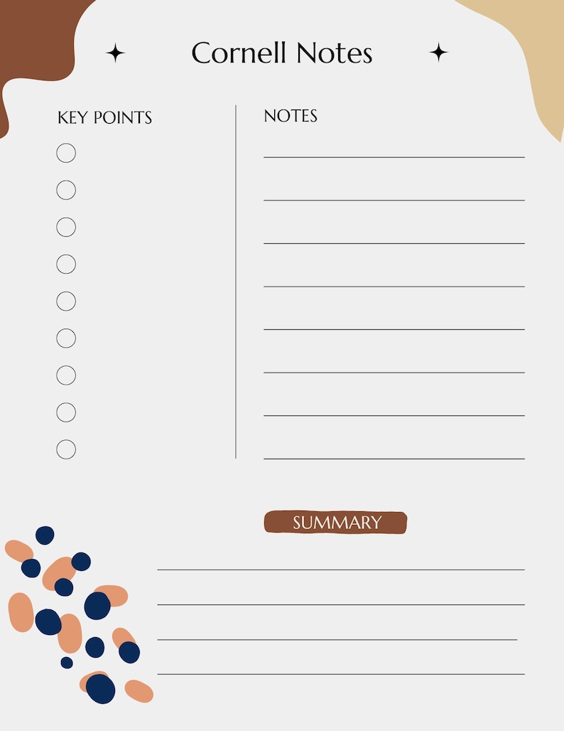 Printable Cornell Notes | Note Page | Cornell Style Notes PDF | Digital ...