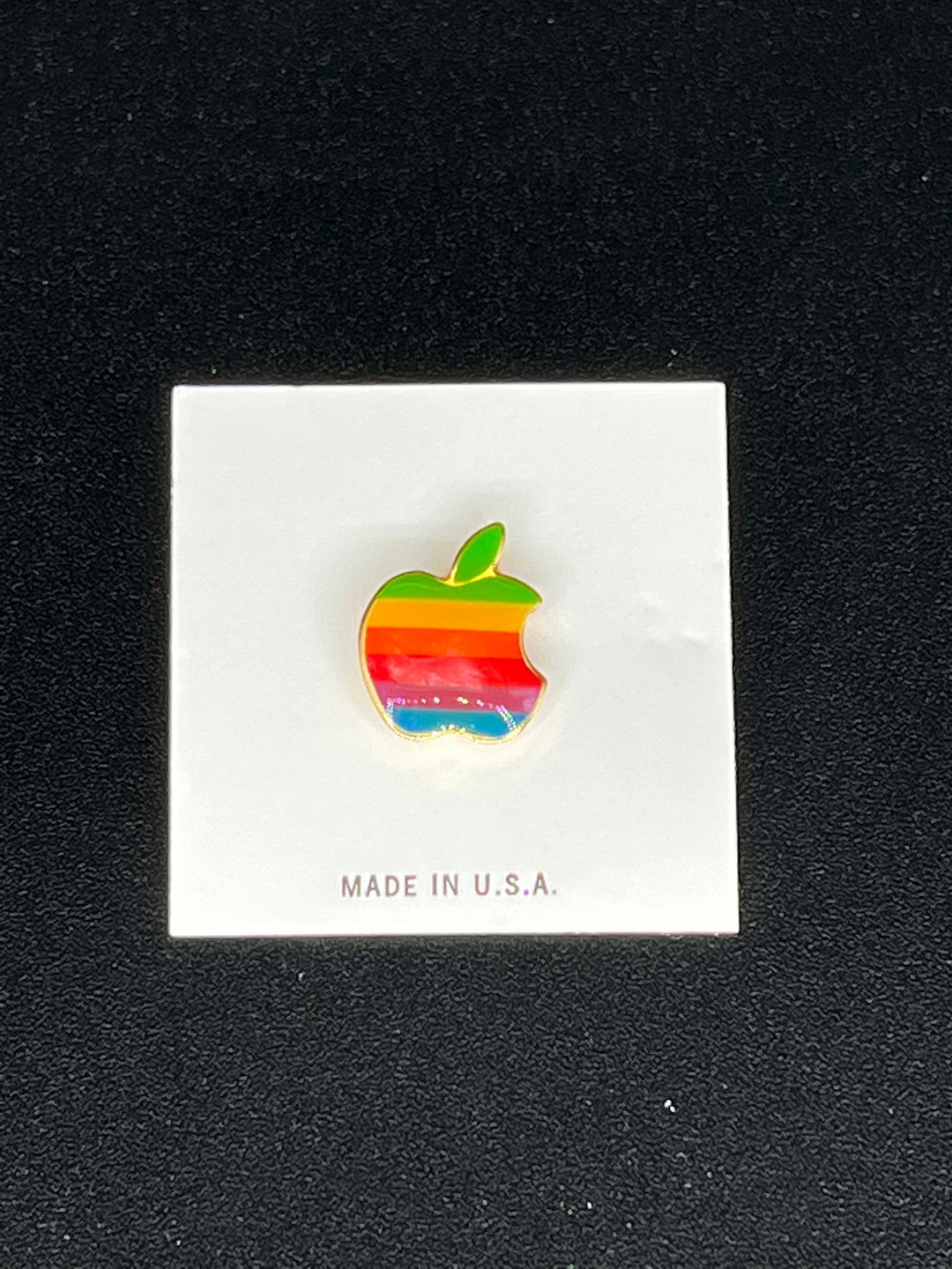 Rare Vintage Enamel Apple Macintosh Computer Rainbow Lapel Pin 1980 ...