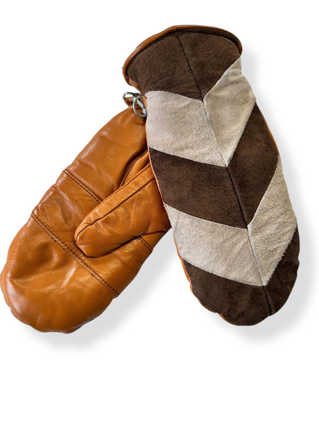 1970s Suede Chevron Shearling Mittens - Etsy