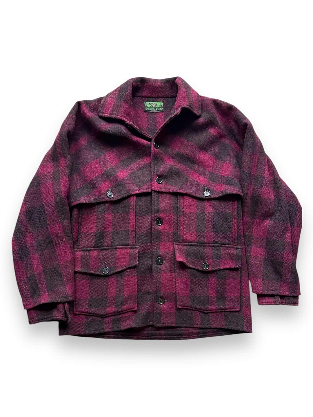 Vintage Black Bear Double Mack Maroon/black Plaid Wool Coat SZ 40 - Etsy