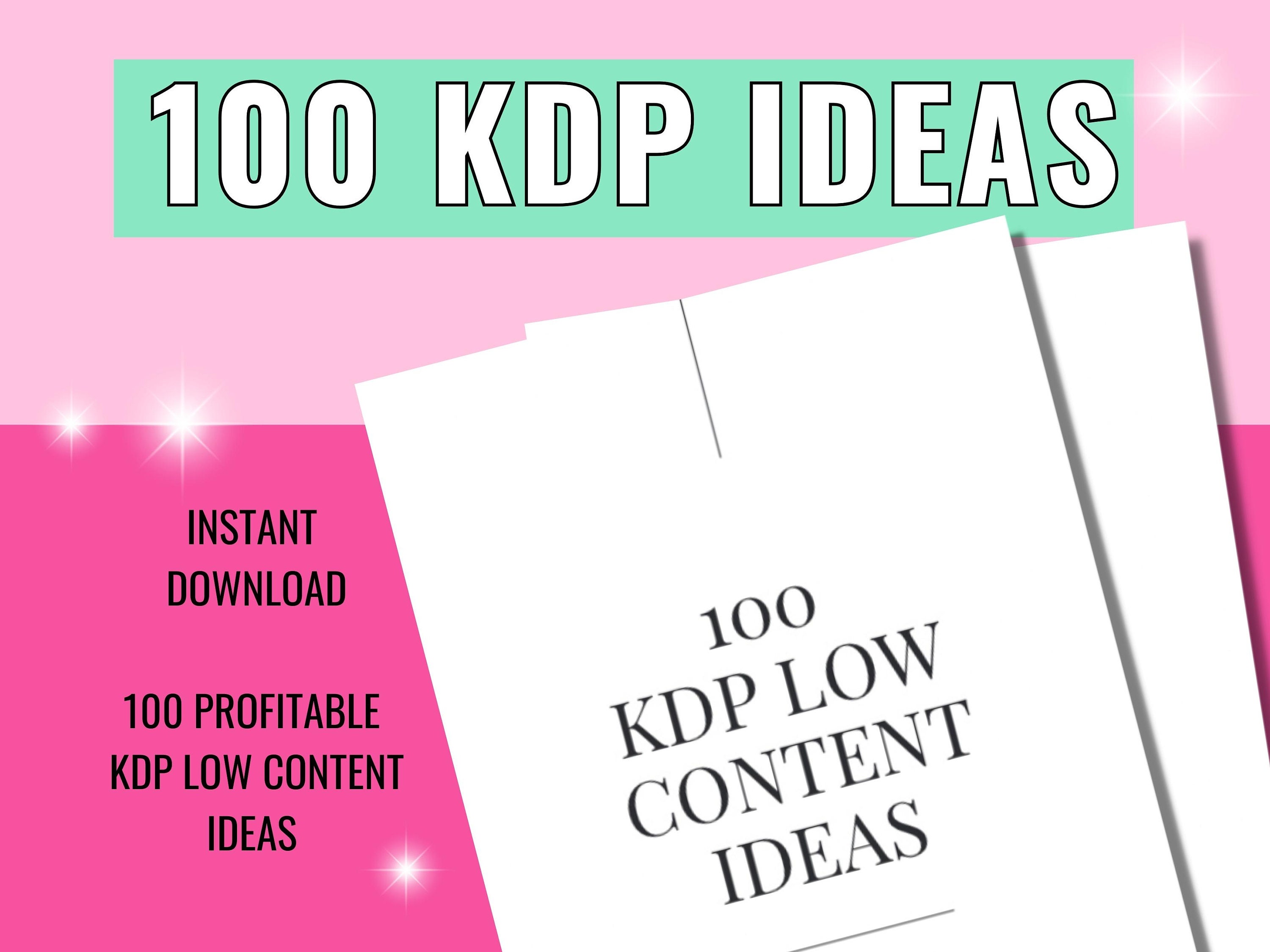 100 KDP Low Content Book Ideas Instant Download Making Money Ebook Kindle Direct Publishing ...