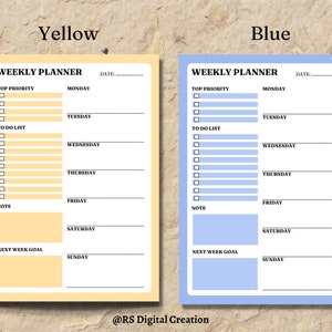 Colorful Weekly Planner Printable PDF Instant Download Quick Print A4 ...