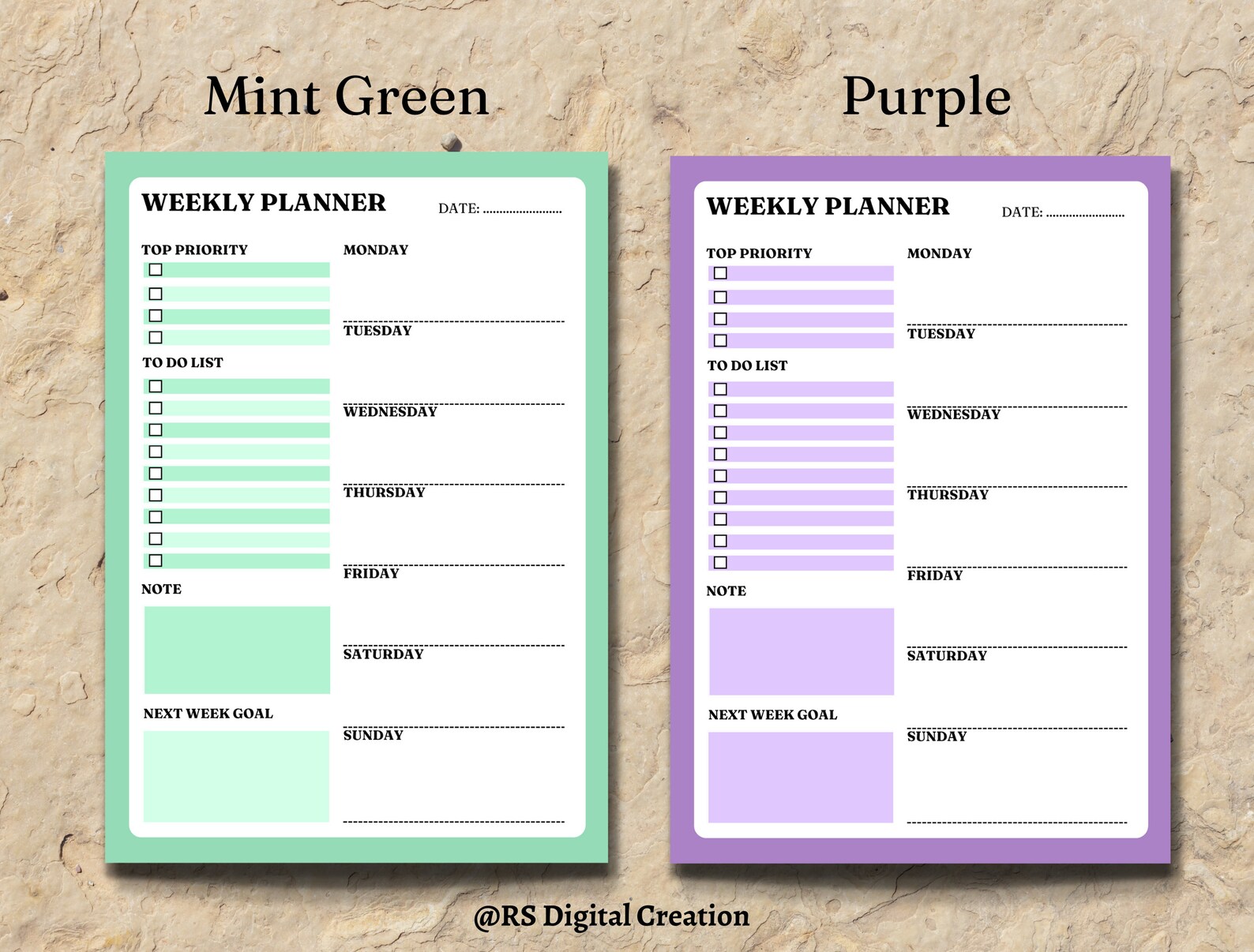 Colorful Weekly Planner Printable PDF Instant Download Quick Print A4 ...