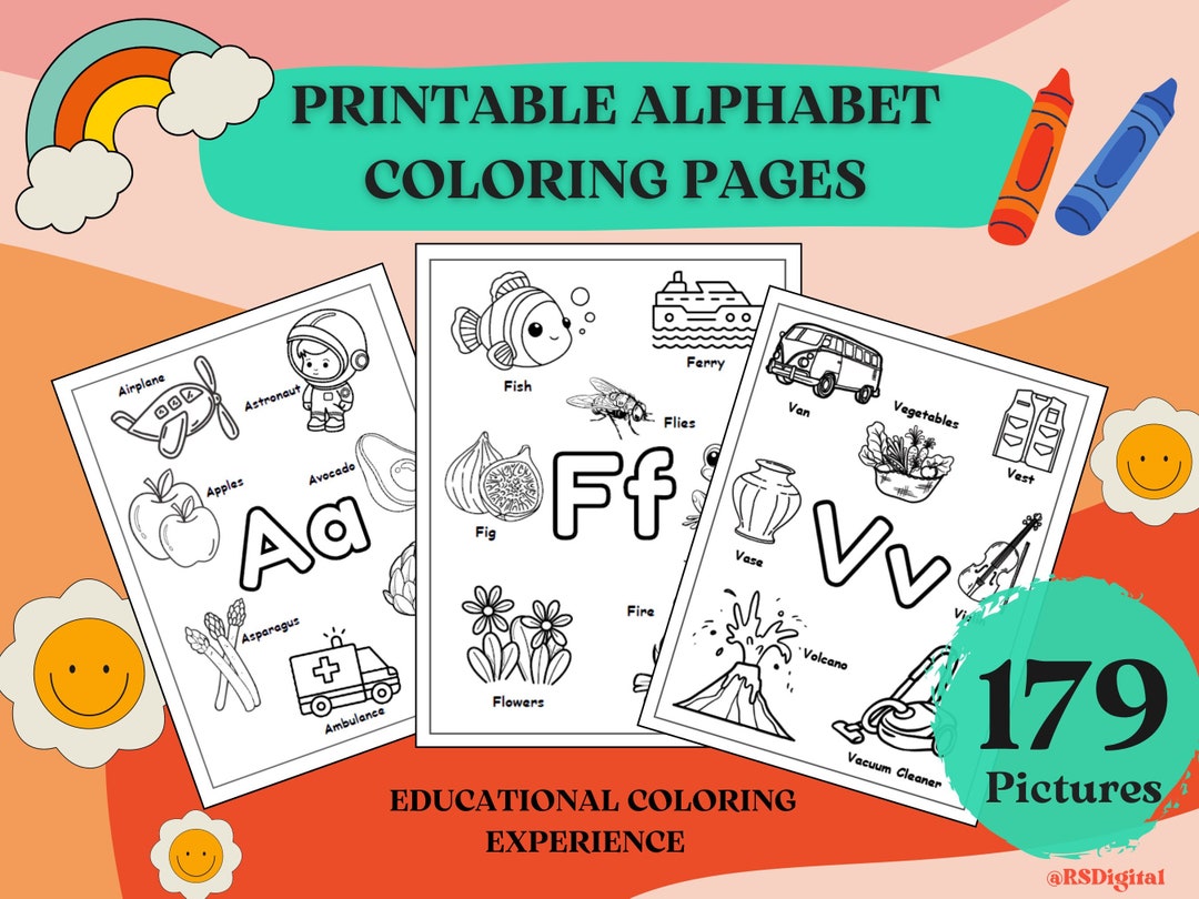 Printable Alphabet Coloring Pages for Kids, Toddlers, Kindergarten ...