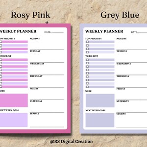 Colorful Weekly Planner Printable PDF Instant Download Quick Print A4 ...