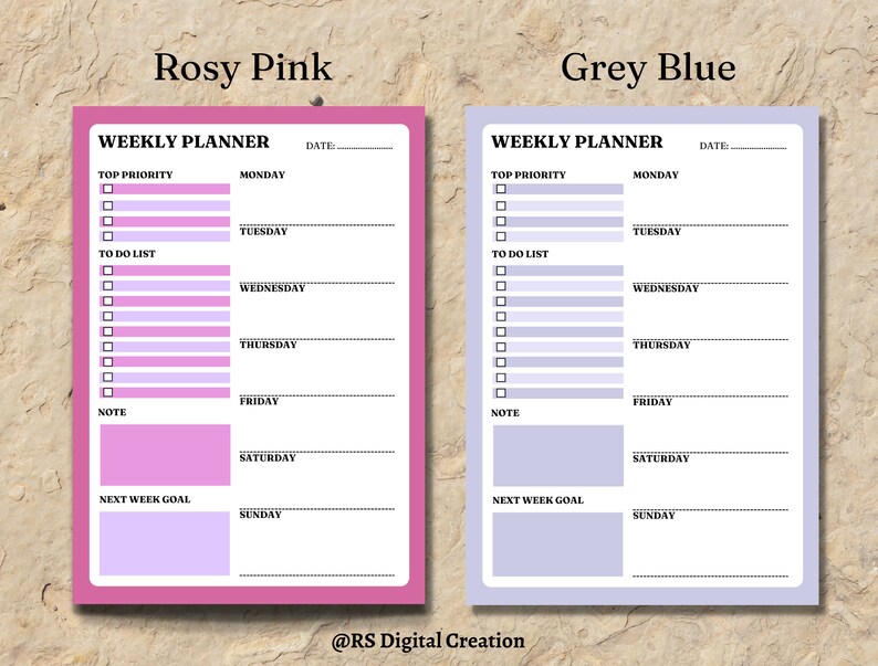 Colorful Weekly Planner Printable PDF Instant Download Quick Print A4 ...