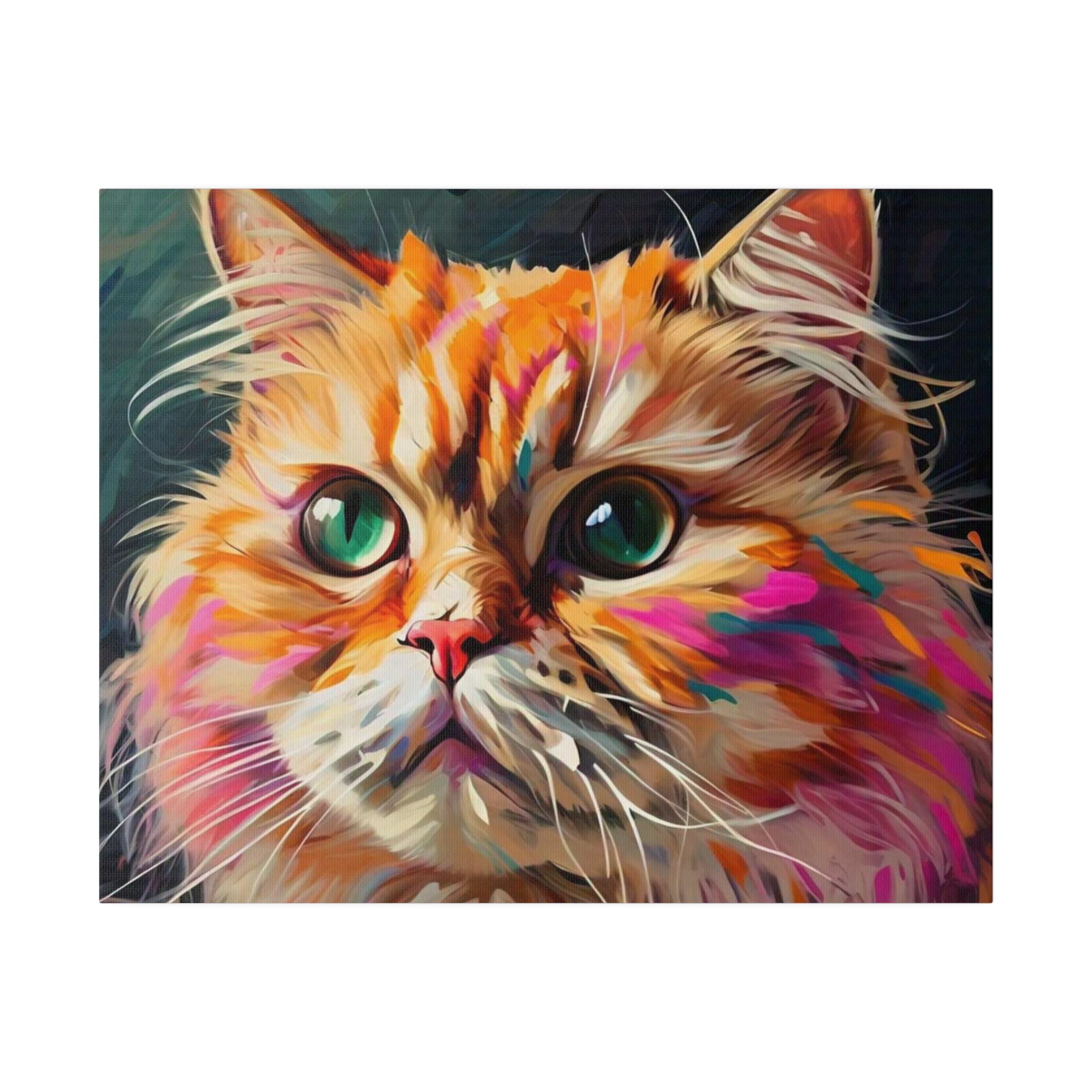 Cat Art, Cat Painting, Cat Matte Canvas, Stretched, 0.75", Pet Portrait ...