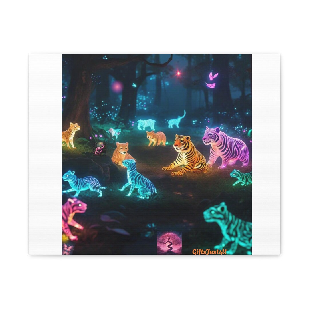 Glowing Animals in Forest Wall Art, Animal Art, Animal Artwork, Animal ...