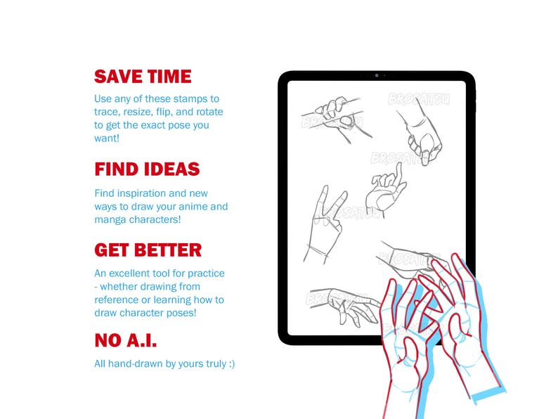 Procreate Hand Brush | Hands Anatomy | Hands Graphics | Procreate Hands ...