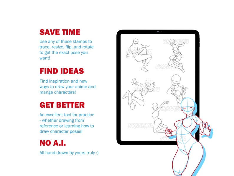 Dynamic Action Pose Brush Set: Anime Manga Reference (procreate ...