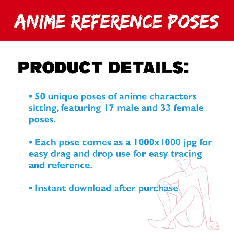 Sitting Anime Poses - 50 Drawing Reference Guides - Etsy