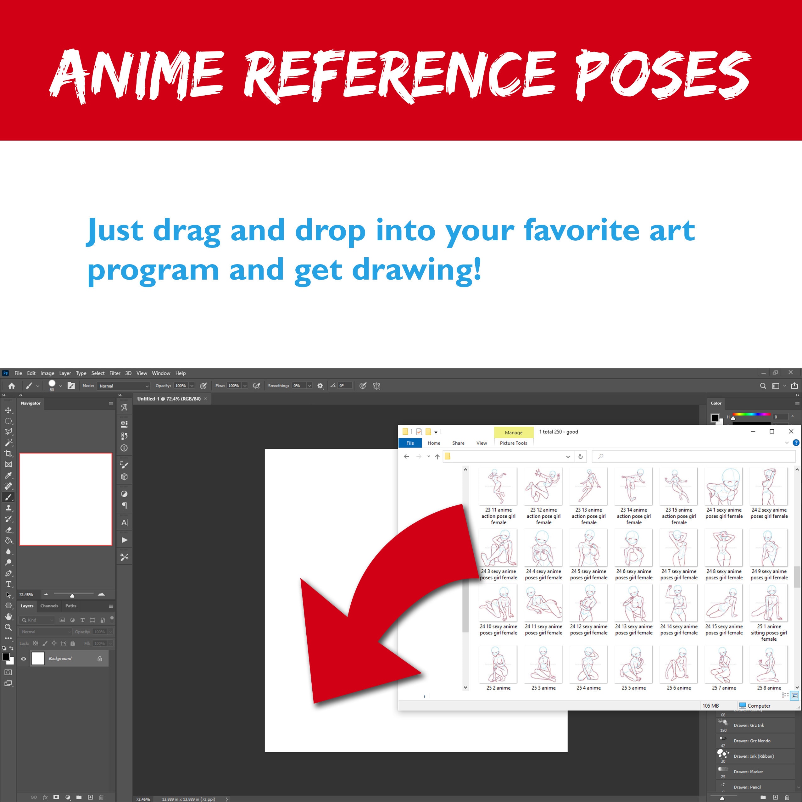 Male and Female Anime Poses - 250 Drawing Reference Guides - Etsy