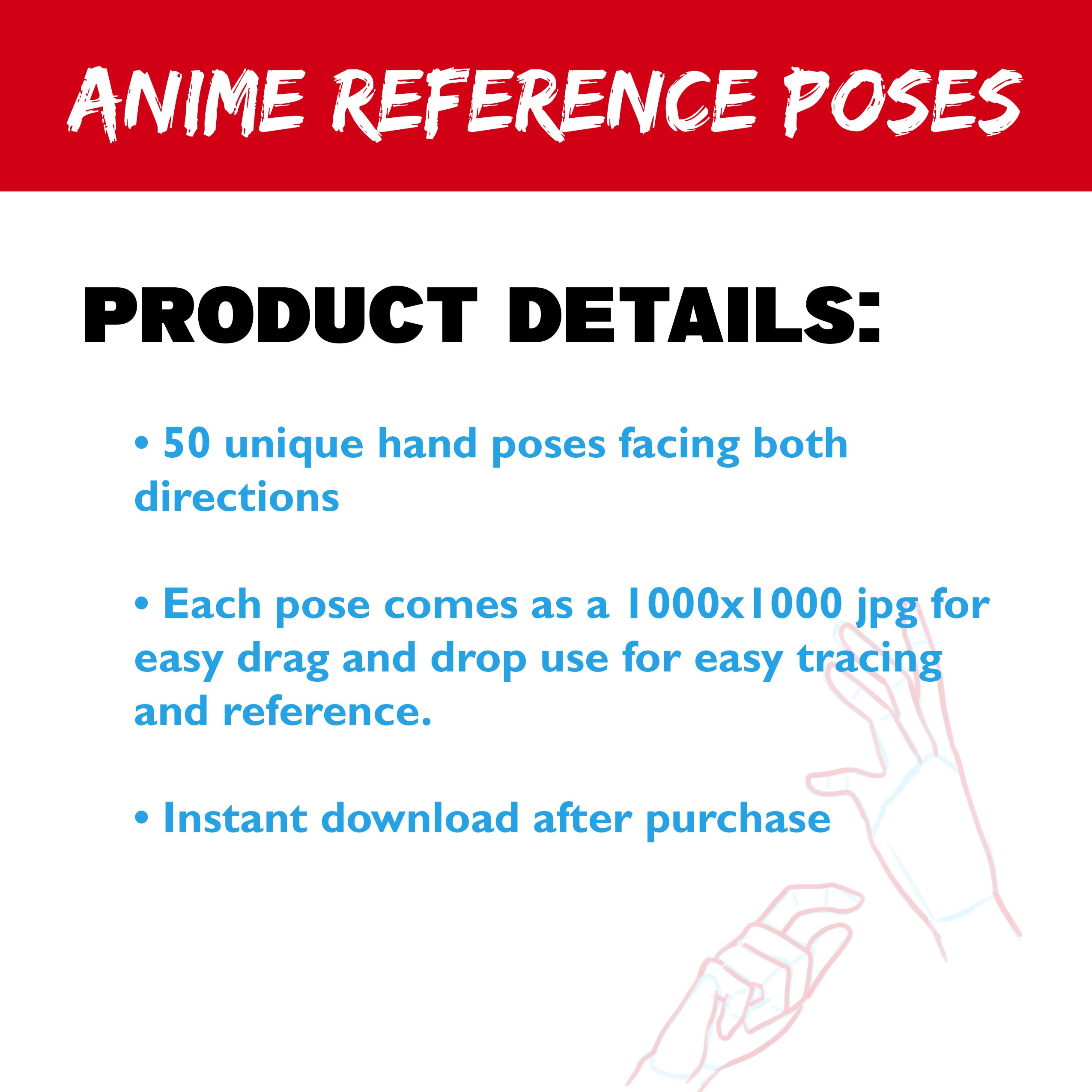 Anime Hand Poses 50 Drawing Reference Guides - Etsy