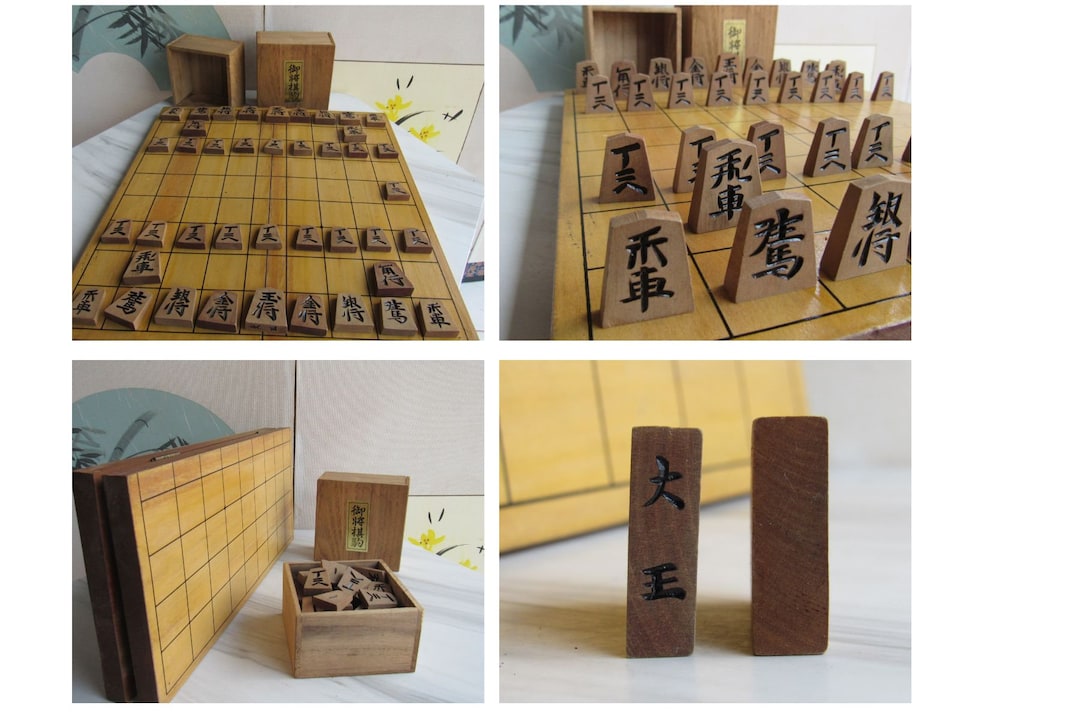 S100923 1 Japanese SHOGI Chess Set Oak Wood/folding Oak Wood Board ...
