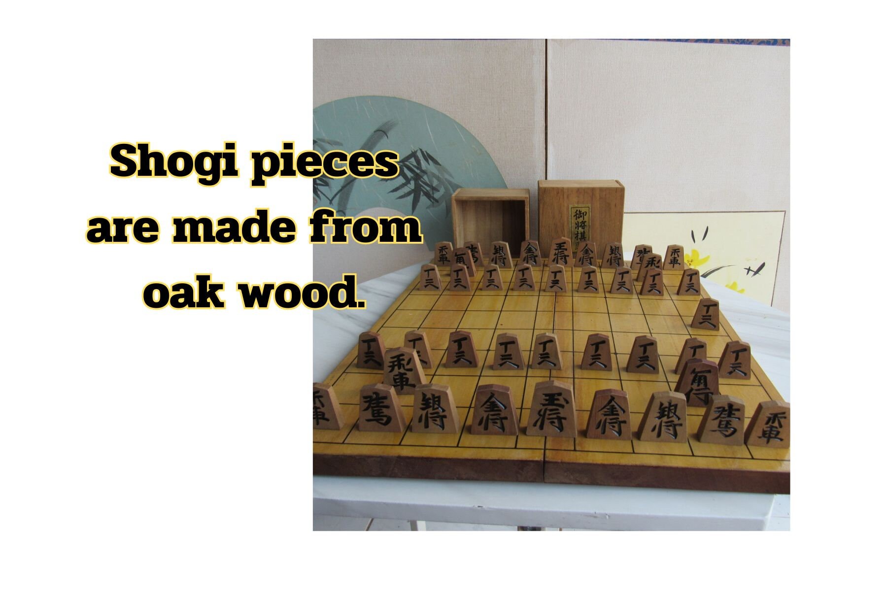 S100923 1 Japanese SHOGI Chess Set Oak Wood/folding Oak Wood Board ...