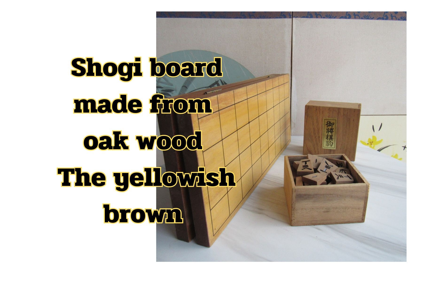 S100923 1 Japanese SHOGI Chess Set Oak Wood/folding Oak Wood Board ...
