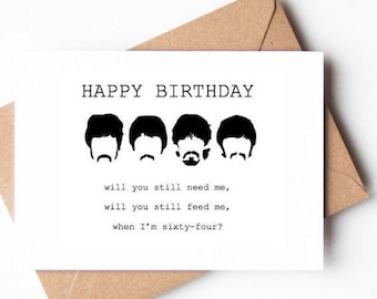 Beatles 64th Birthday Card, When I'm 64, Sgt. Pepper's Lonely Hearts ...