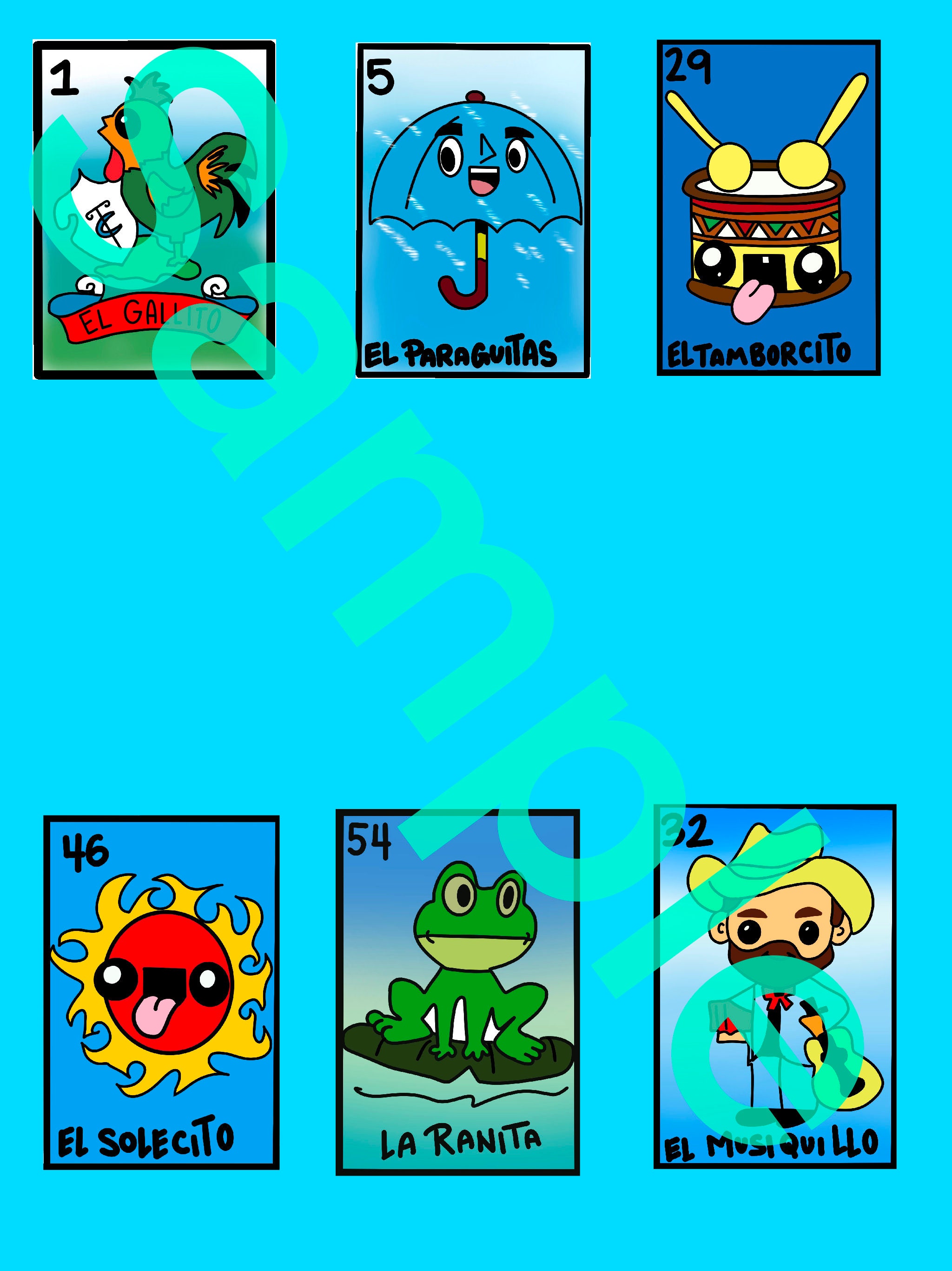 Animated Loteria Cards 54 Cards Png - Etsy