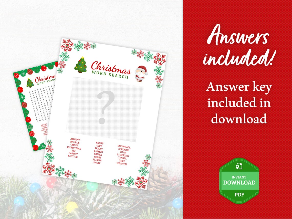 Christmas Word Search Printable Instant Download Fun Etsy Christmas Word Search Printable Instant Download Fun Etsy
