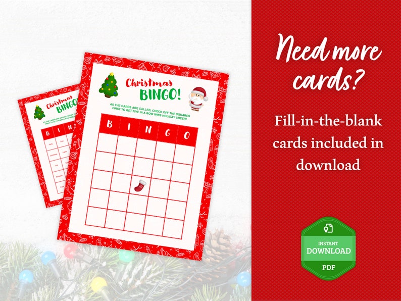Christmas Bingo 30 Unique Printable Cards Fun Holiday - Etsy