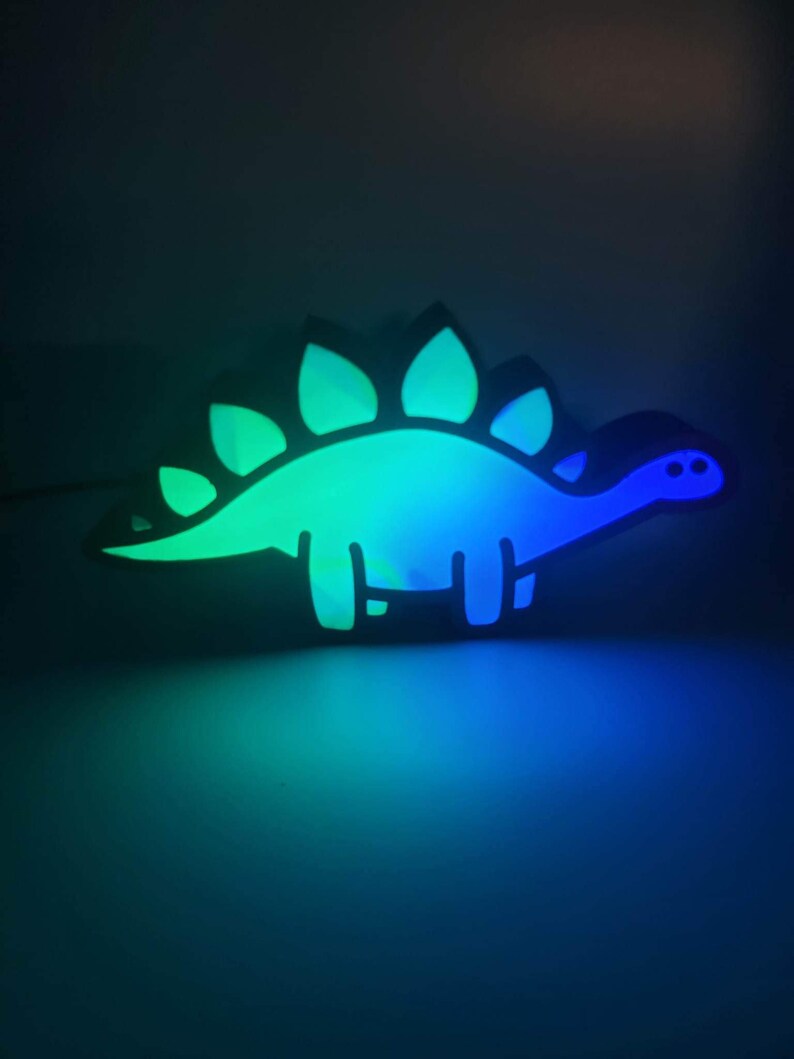 3D Printed Multicolor LED Dinosaur Night Lights - Etsy