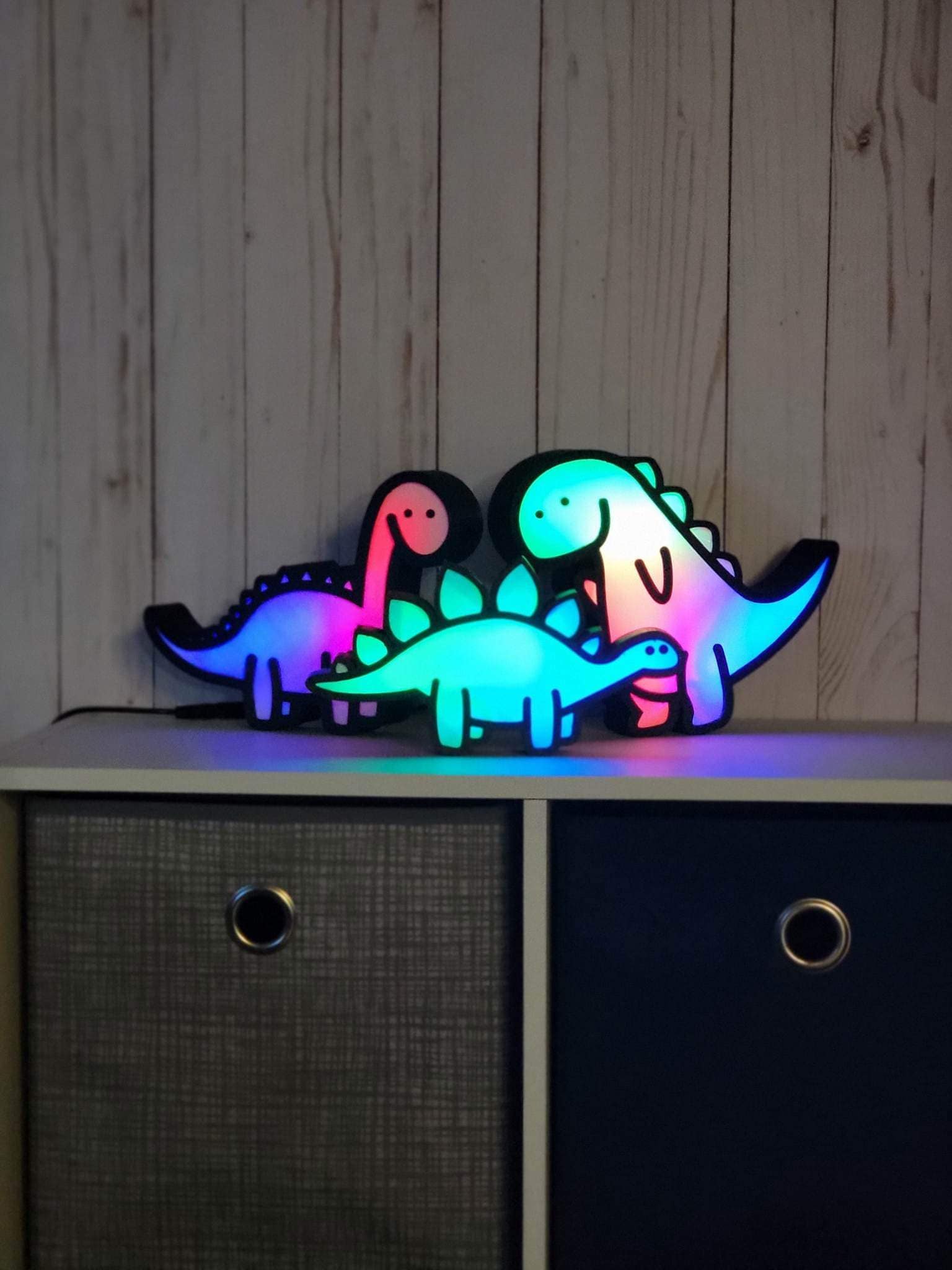 3D Printed Multicolor LED Dinosaur Night Lights - Etsy