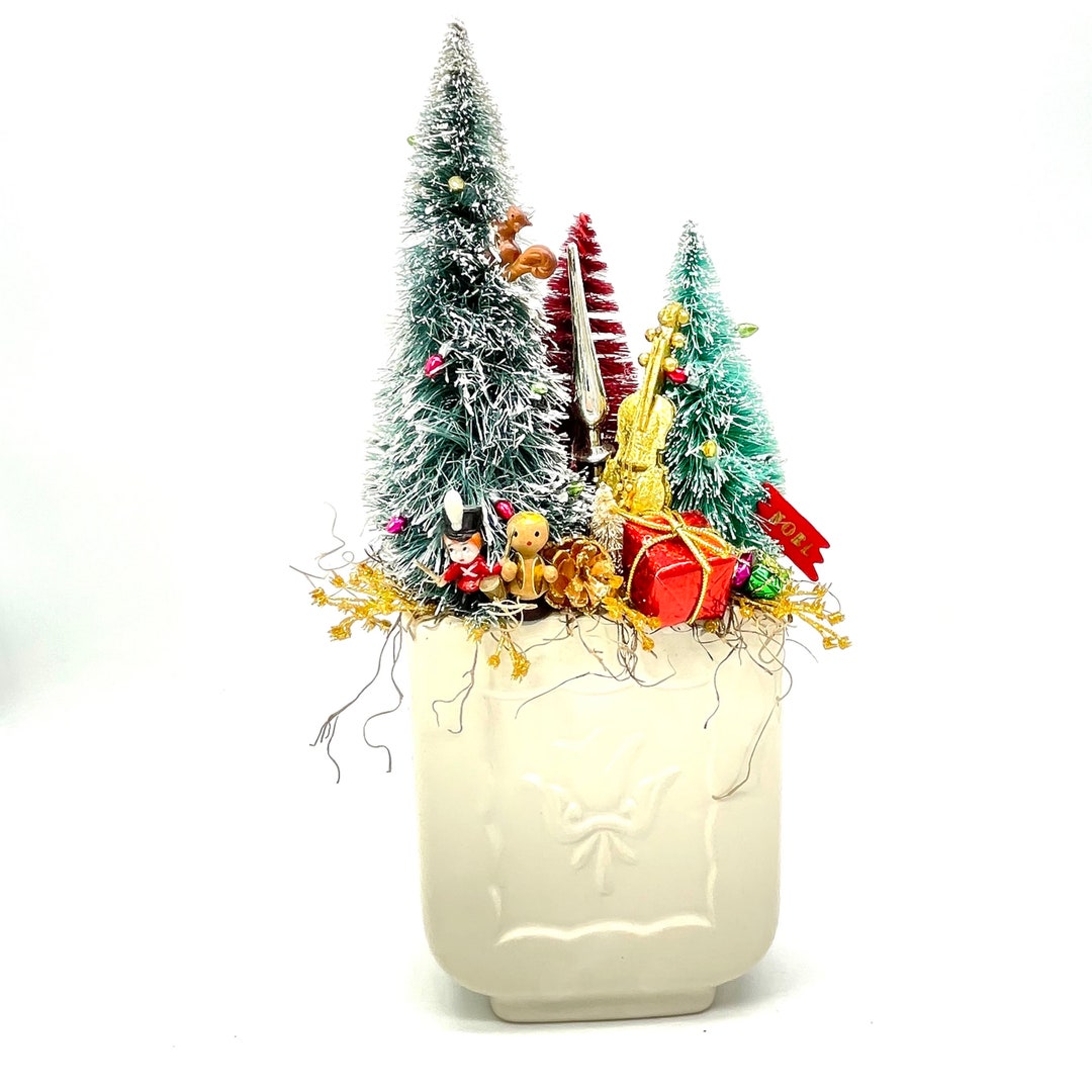 Vintage Repurposed Ceramic Planter Ivory in Color - Bottle Brush ...