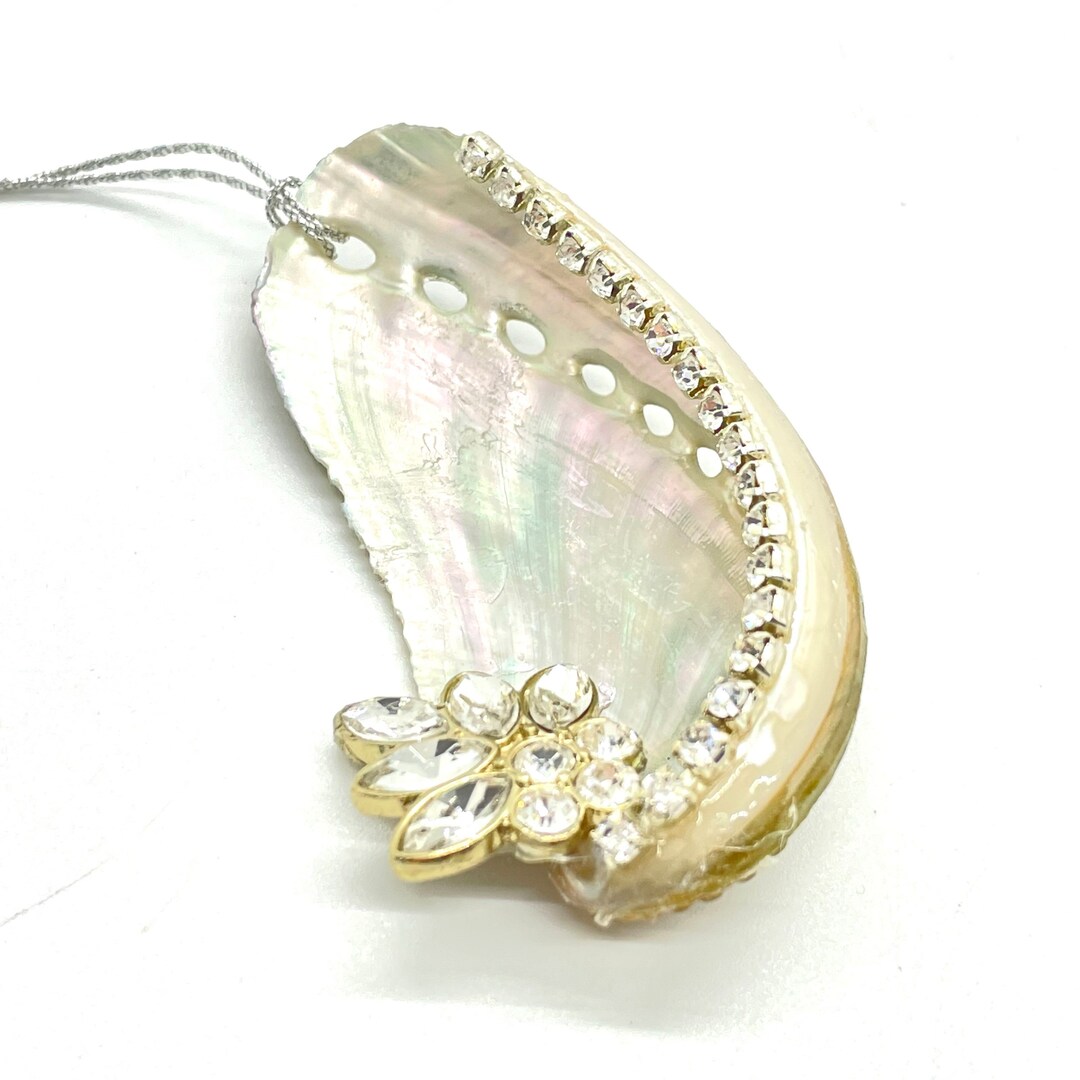 Vintage Abalone Seashell Ornament Adorned With Rhinestones - Etsy