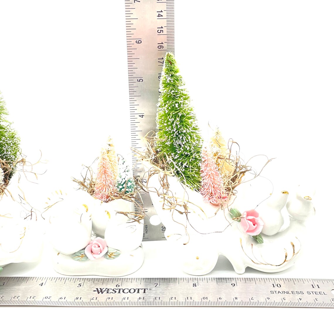 Set of 3 Vintage Repurposed Porcelain Planters Bittle Brush Assemblage ...