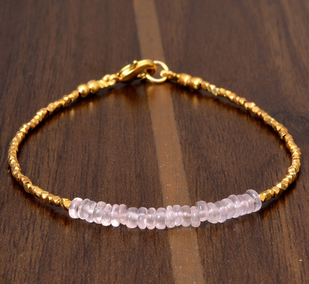 Rough Rose Quartz Bracelet, Dainty Rose Quartz Anklet, Genuine Rose ...