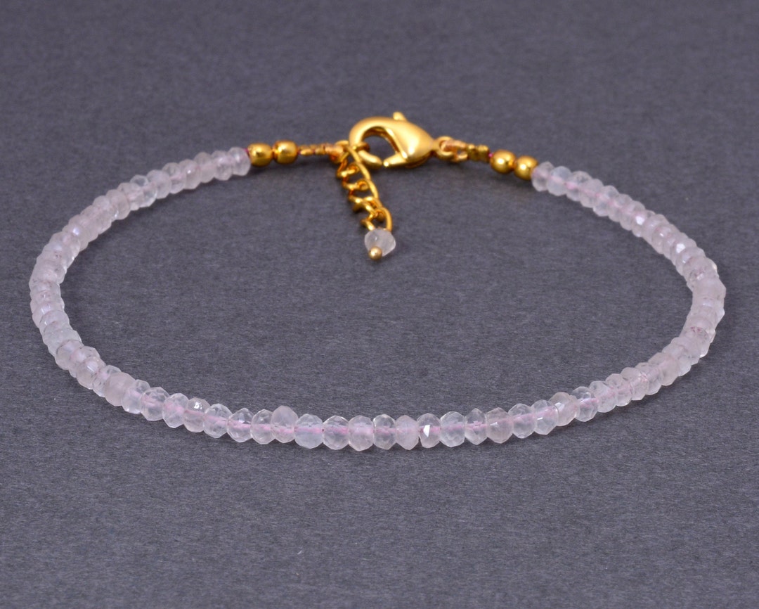 Rose Quartz Bracelet in Rose Gold & Silver, Healing Gemstone Bracelets ...