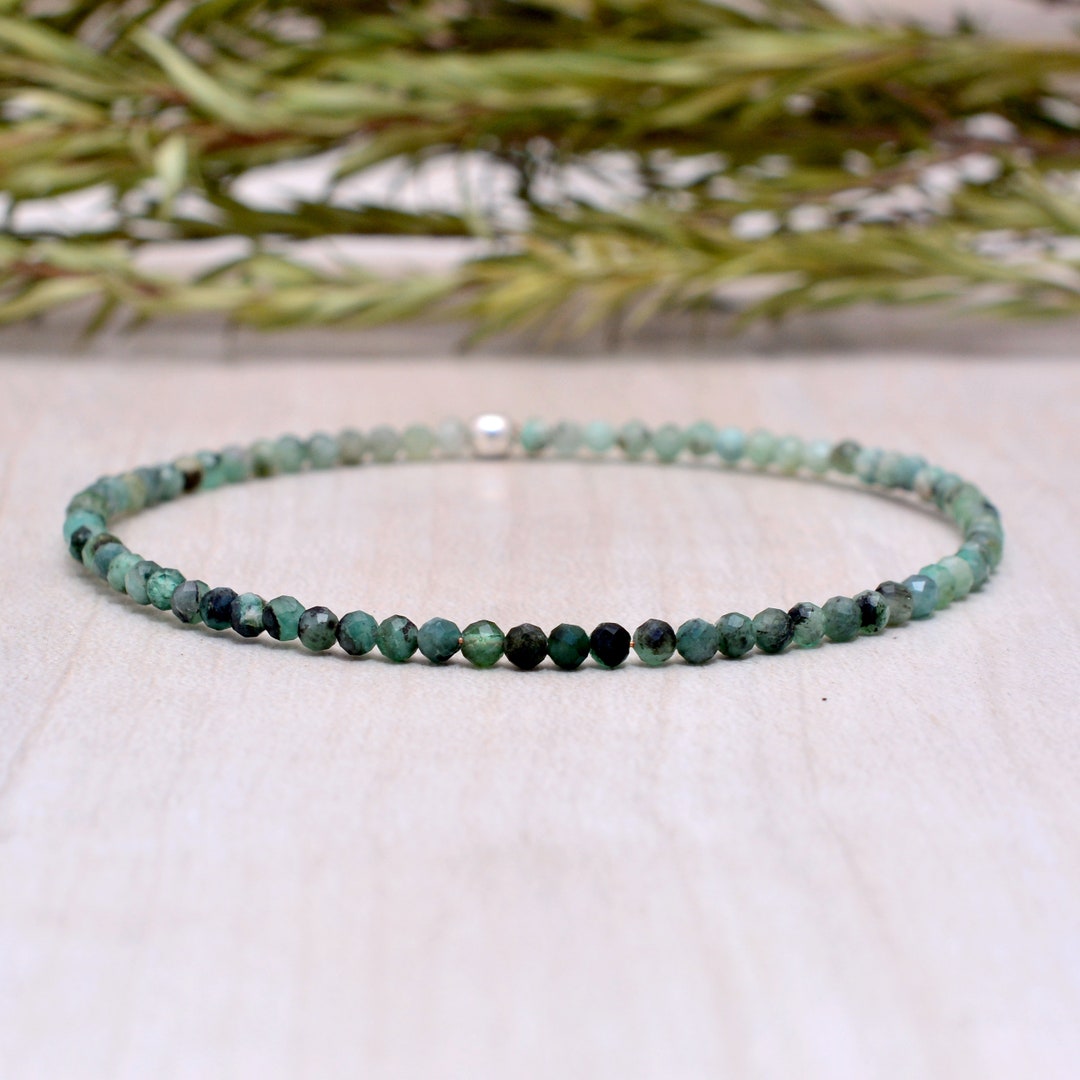 Emerald Stretch Bracelet, Beaded Delicate Elastic Jewelry, May ...