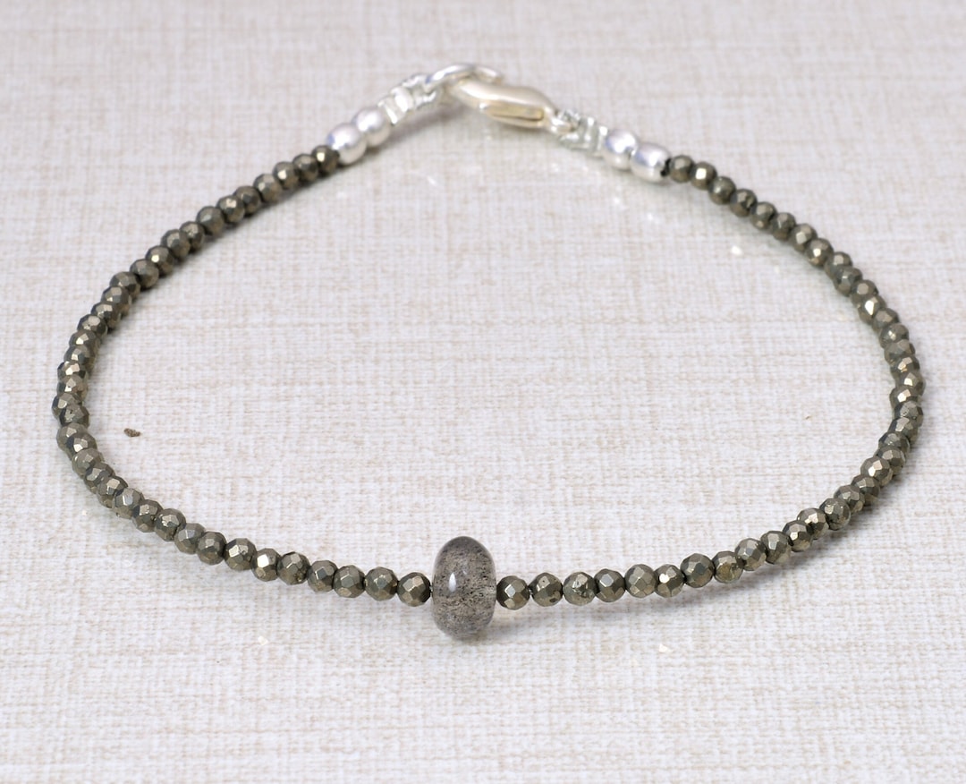Pirita delicada, pulsera de piedras preciosas de labradorita ...