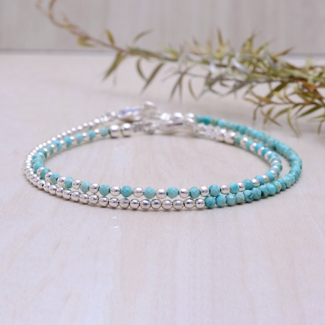 Dainty Turquoise Bracelet, Sterling Silver or Rose Gold Filled ...