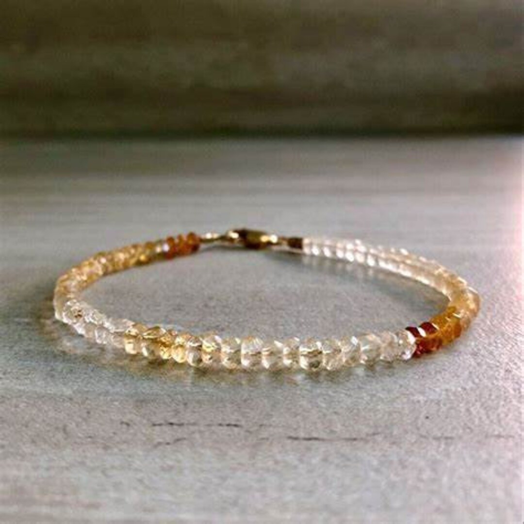 Ombre Stone Bracelet Gold Citrine Bracelet Shaded Bead Jewelry Delicate ...