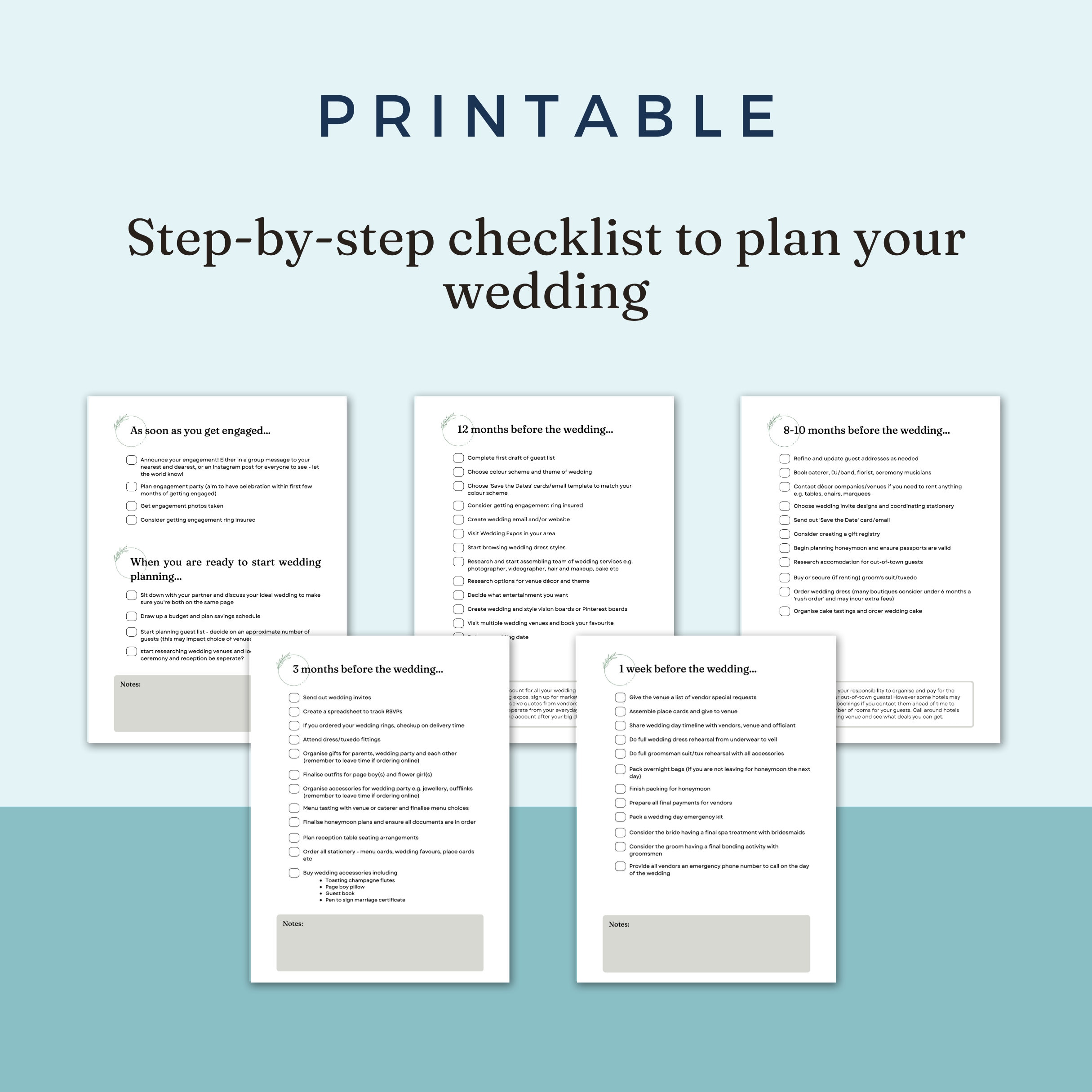 Wedding Planning Timeline Printable Wedding Planning Checklist Instant ...
