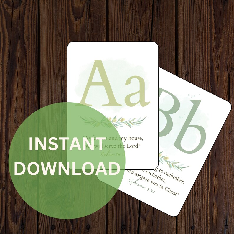 ABC Bible Scripture Memorization Flashcards, ABC Bible Verse Cards ...