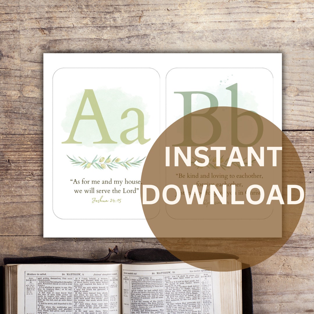 ABC Bible Scripture Memorization Flashcards, ABC Bible Verse Cards ...