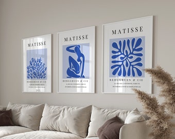 Matisse Print Set of 3, Matisse Exhibition, Museum Poster, Blue Matisse ...