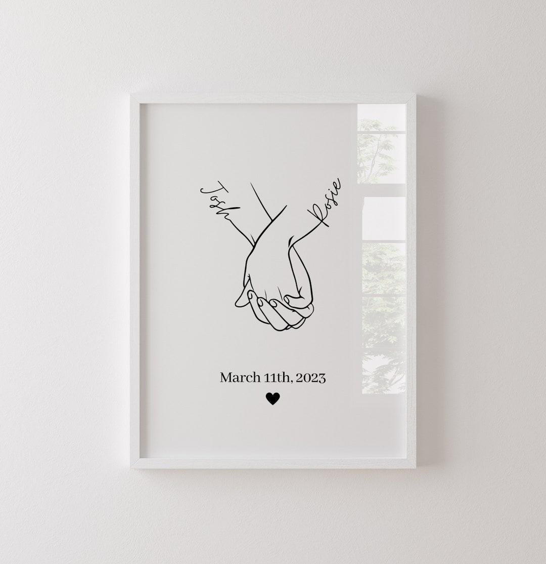 Custom Holding Hands Print, Couples Gift, Customised Couple Gift ...