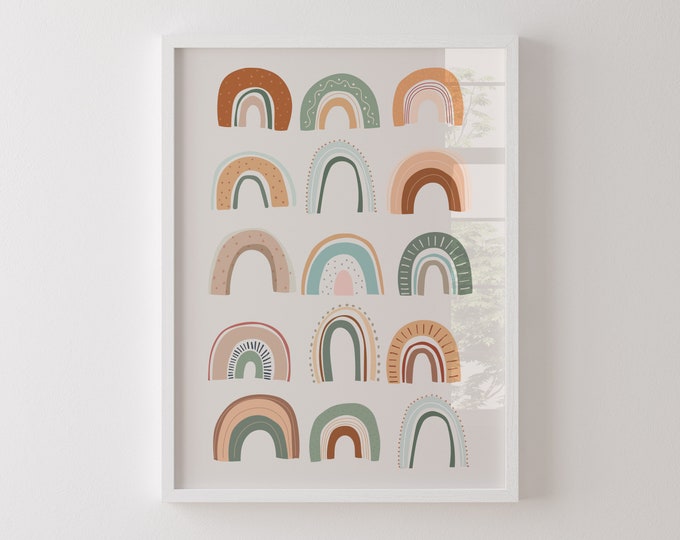 Boho Rainbow Printable, Rainbow Wall Art, Bohemian Rainbow Poster ...
